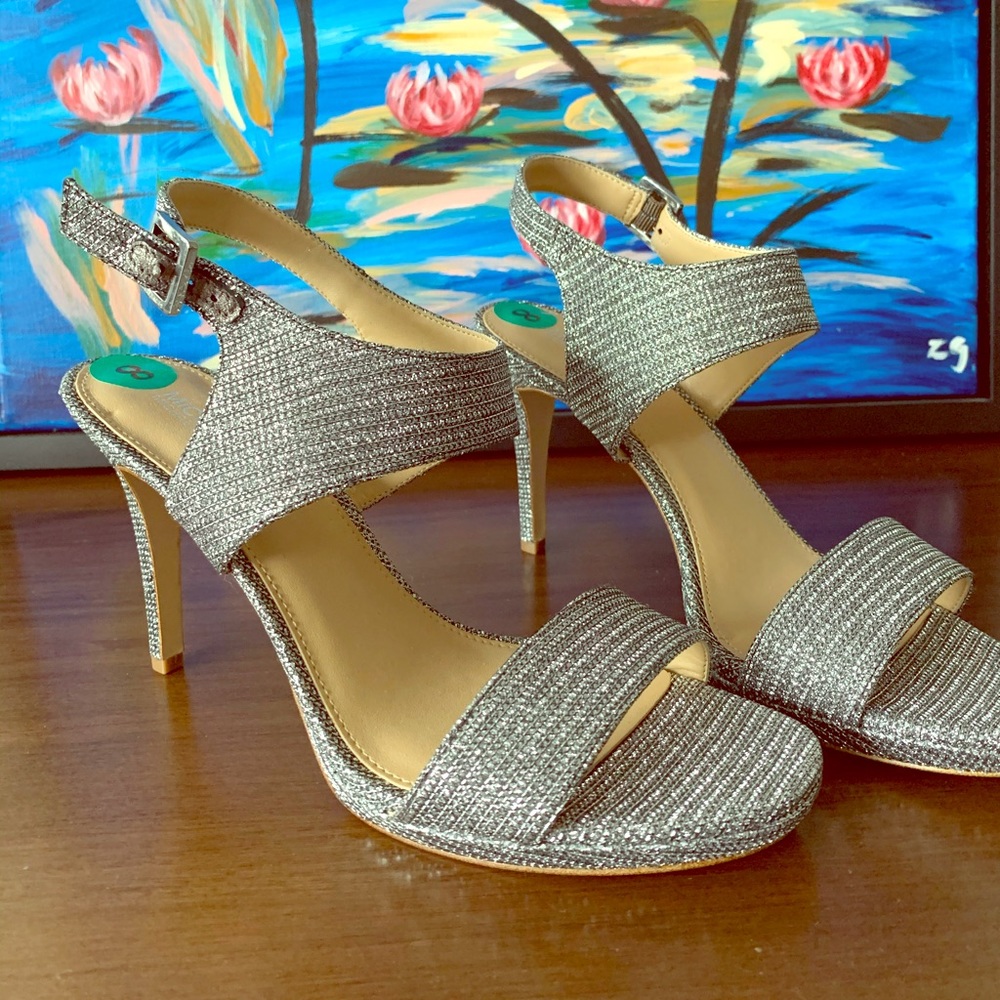 Michael Kors Silver High Heel Sandals - Gem